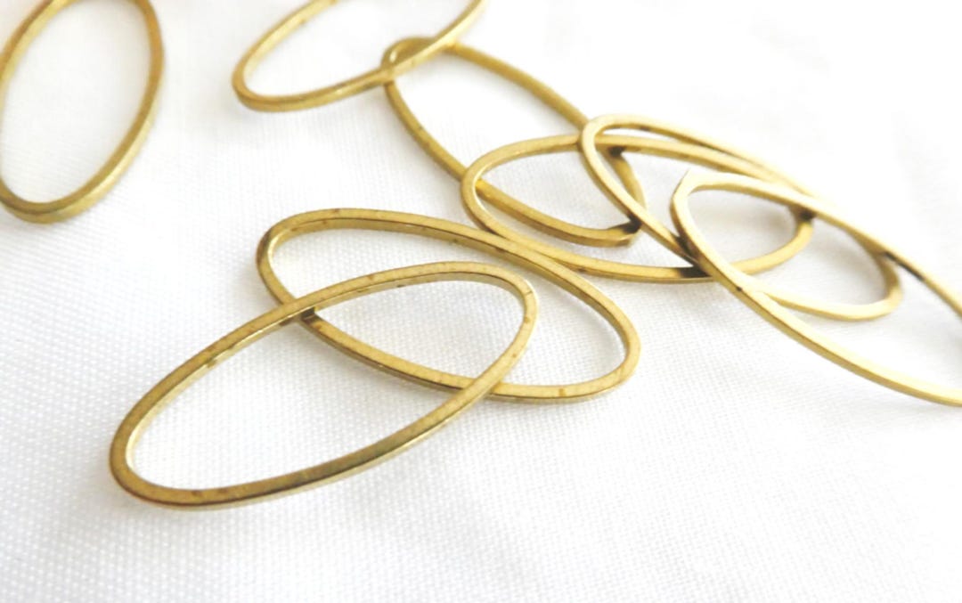 Brass Oval Ring 25mm Gold Charms -5 Pcs Links -boho Findings-jewelry ...