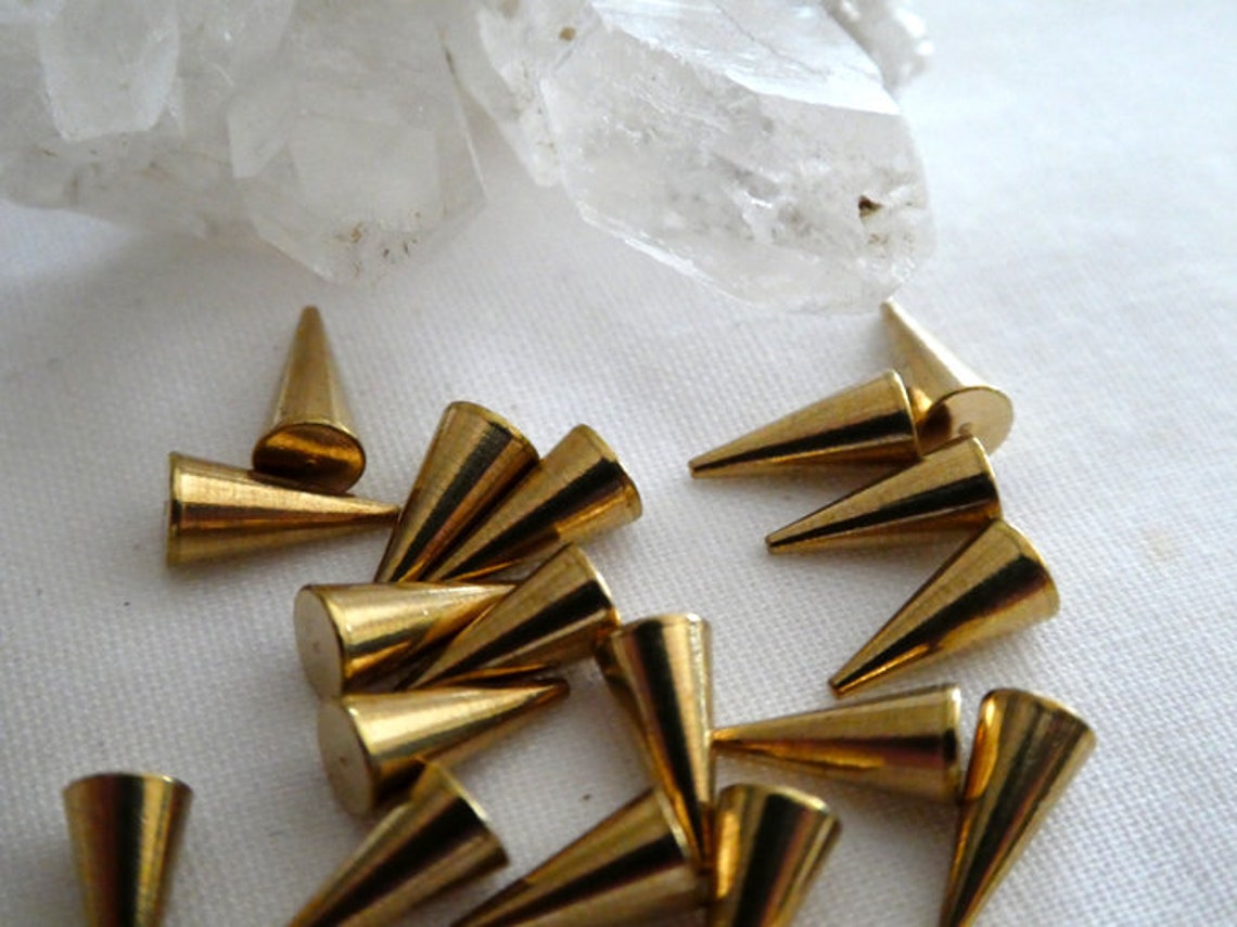 Raw Brass Conical Spikes-8x4mm-26 Pieces Glue on | Etsy