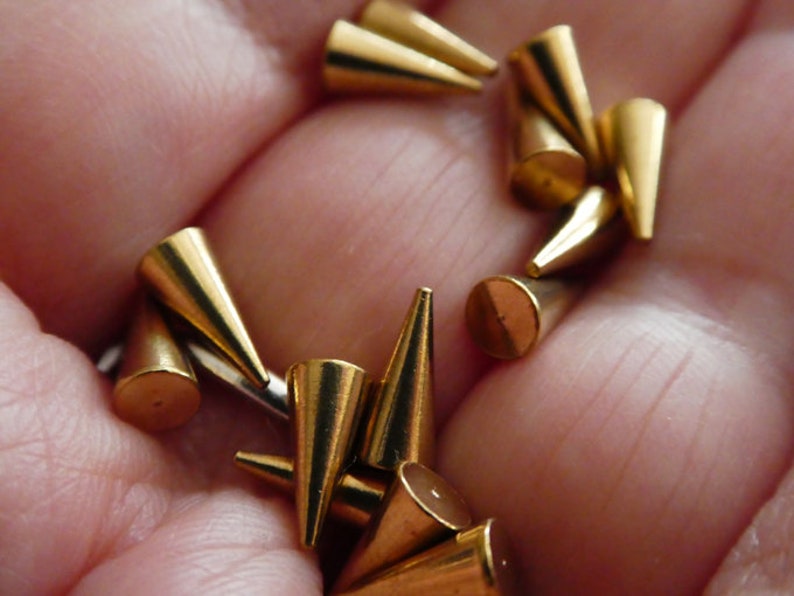 Raw Brass Conical Spikes-8x4mm-26 Pieces Glue on | Etsy