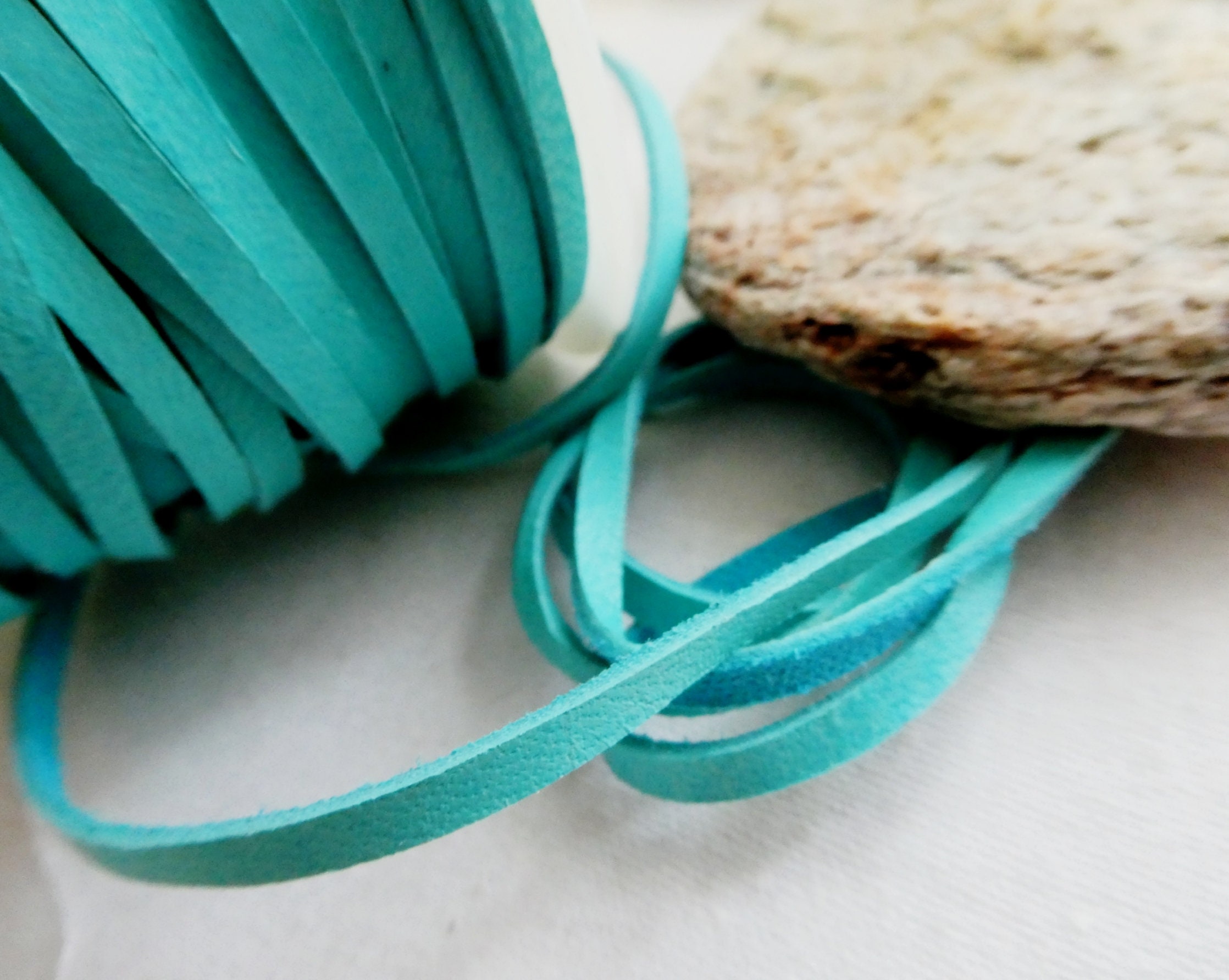 Turquoise Blue Leather Lace Cord- Flat Soft 3mm Deerskin Leather-1 Yd ...
