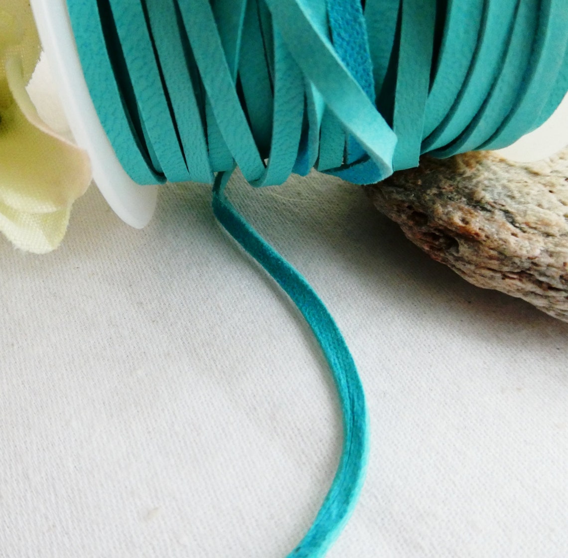 Turquoise Blue 3mm Leather Lace Bulk Cord- Flat Soft Deerskin Leather-1 ...