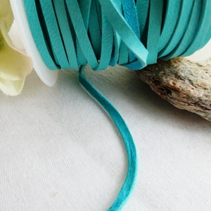 Turquoise Blue Leather Lace Cord- Flat Soft 3mm Deerskin Leather-1 Yd ...