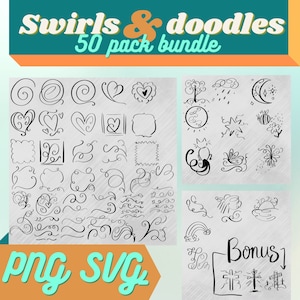 50 Swirl Swoosh Bundle Package Set SVG PNG Designs Digital Download for ...
