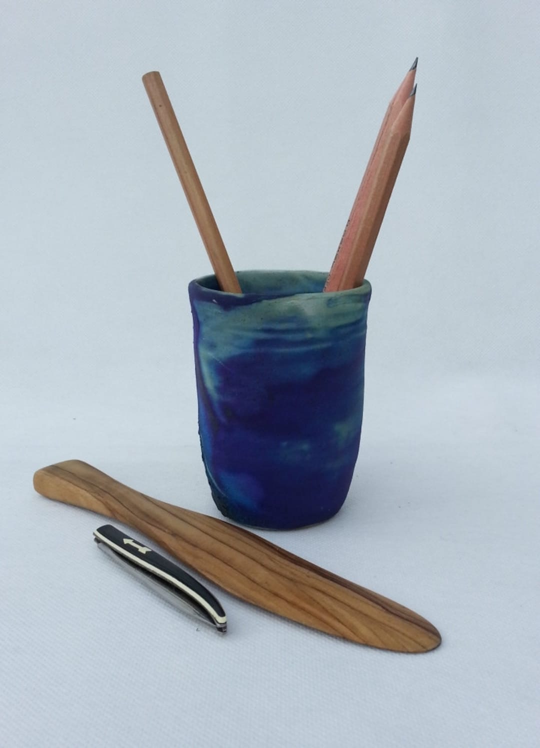 Art Pottery Cobalt Blue Clay Pot - Etsy