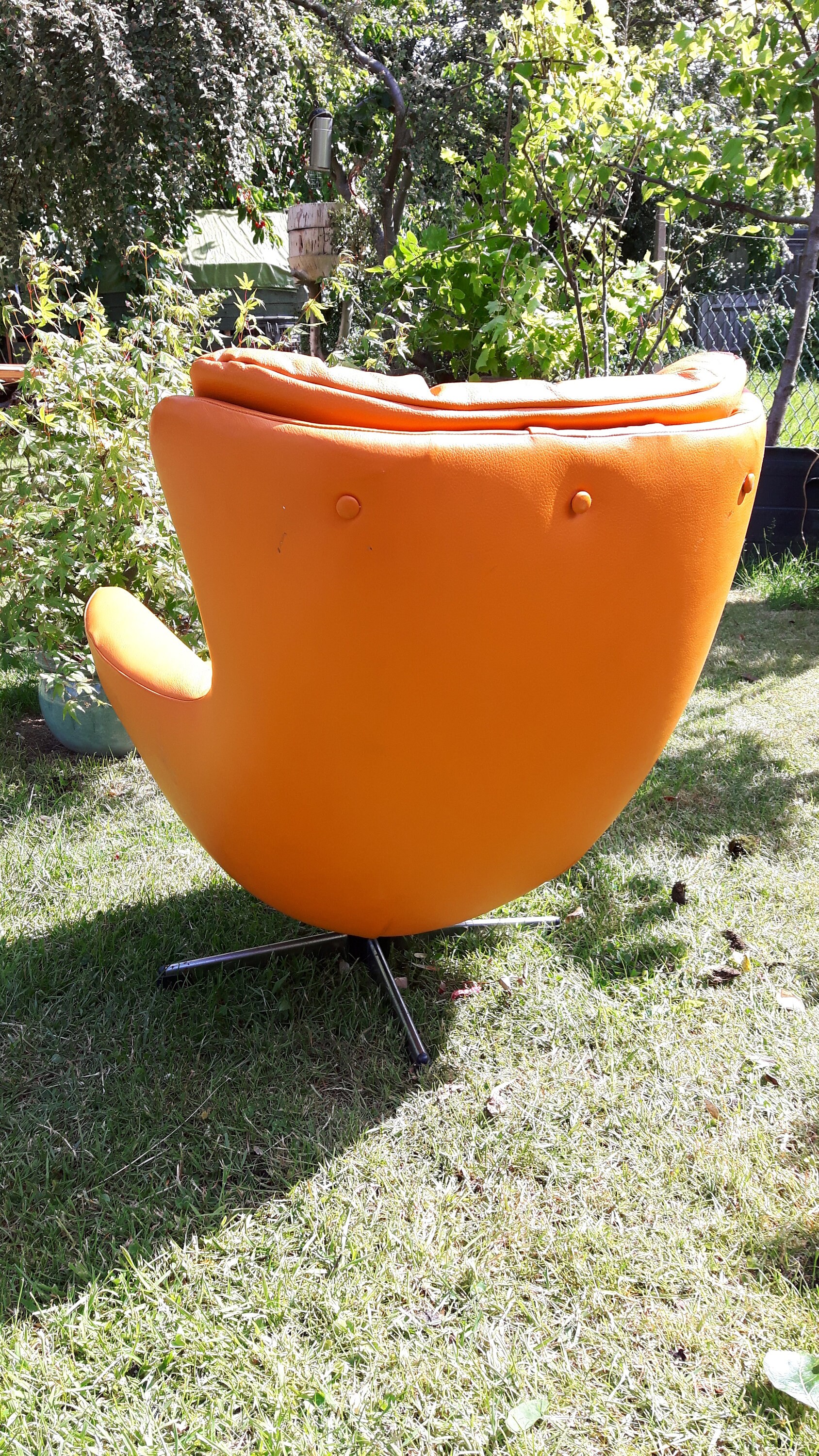 Baby Egg Chair - Vintage 1960's Orange Leather Re-upholstered Parker ...