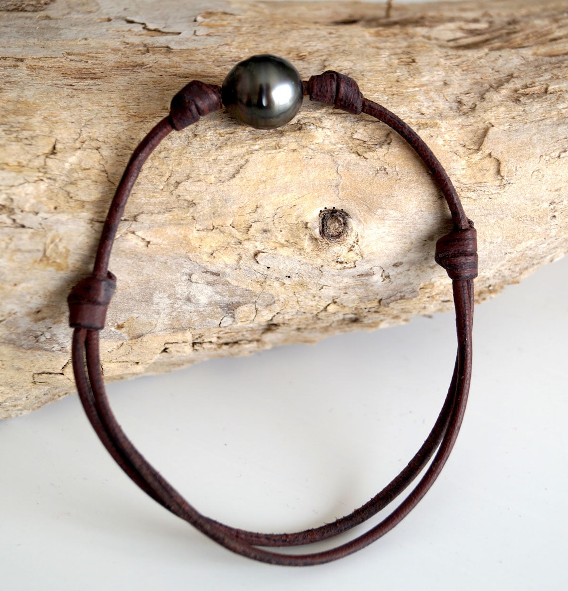 Tahitian Pearls Man Bracelet Hand Rolled Leather Adaptable - Etsy