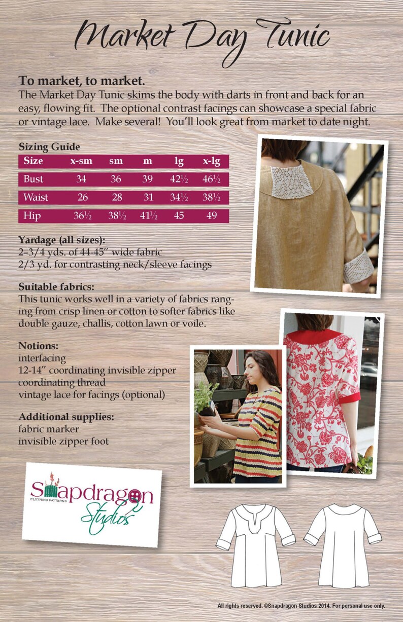 Printed Pattern Market Day Tunic Snapdragon Studios - Etsy