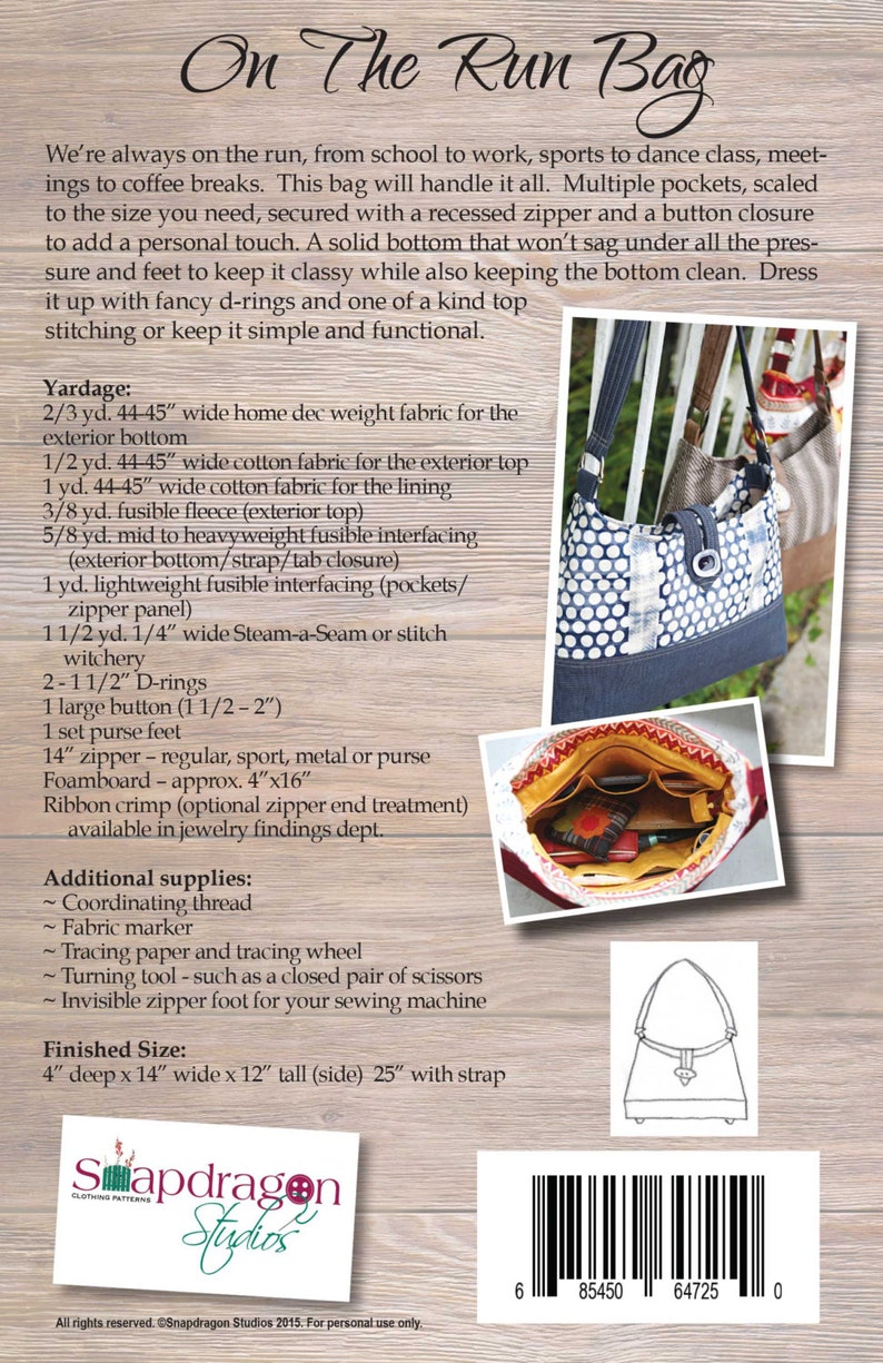 Printed Pattern on the Run Bag by Snapdragon Studios - Etsy