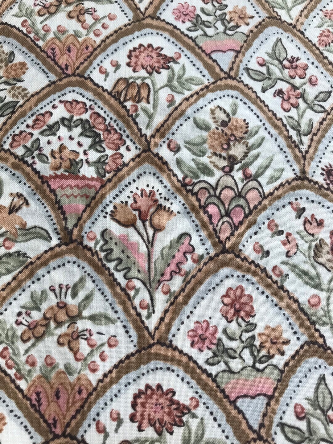 Jonelle Fabric 1977 charisma Pink, Beige, Salmon , Green & Acorn Cotton ...