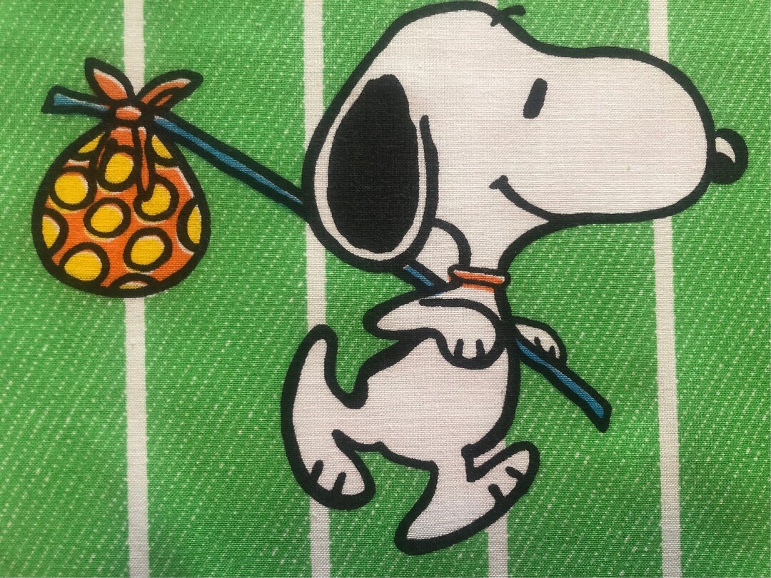 1965 Snoopy Green&white Striped Fabric Sew on Panel Original - Etsy