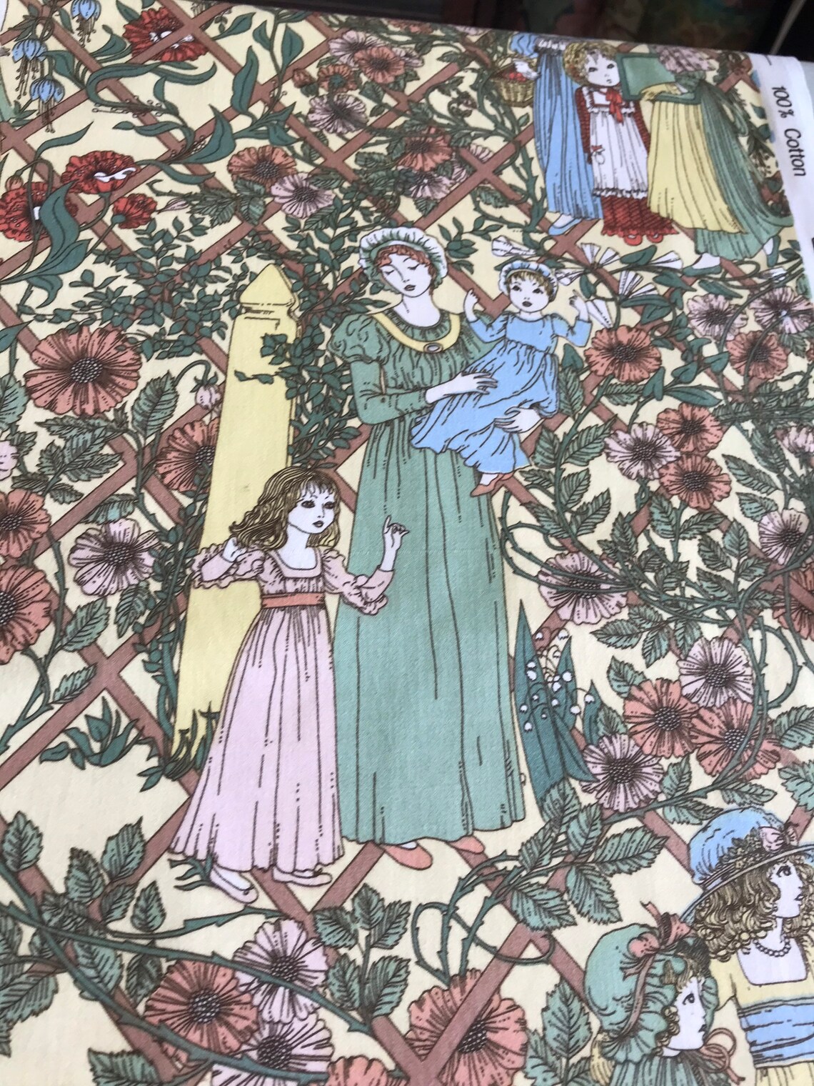 Jonelle Fabric sugar & Spice Ladies and Girls in Floral Trellis Design ...