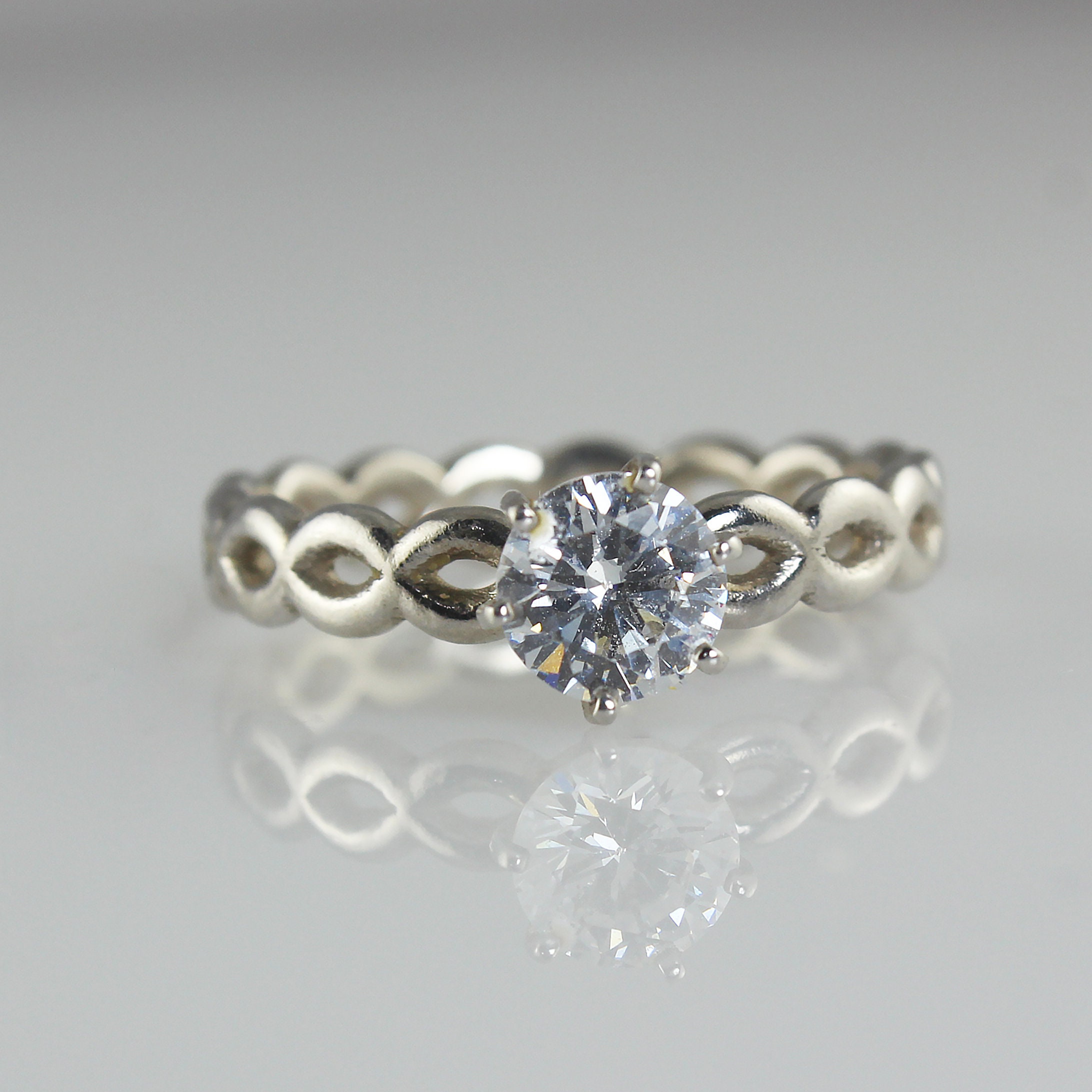 Infinity Sapphire Ring Infinity Engagement Ring White | Etsy