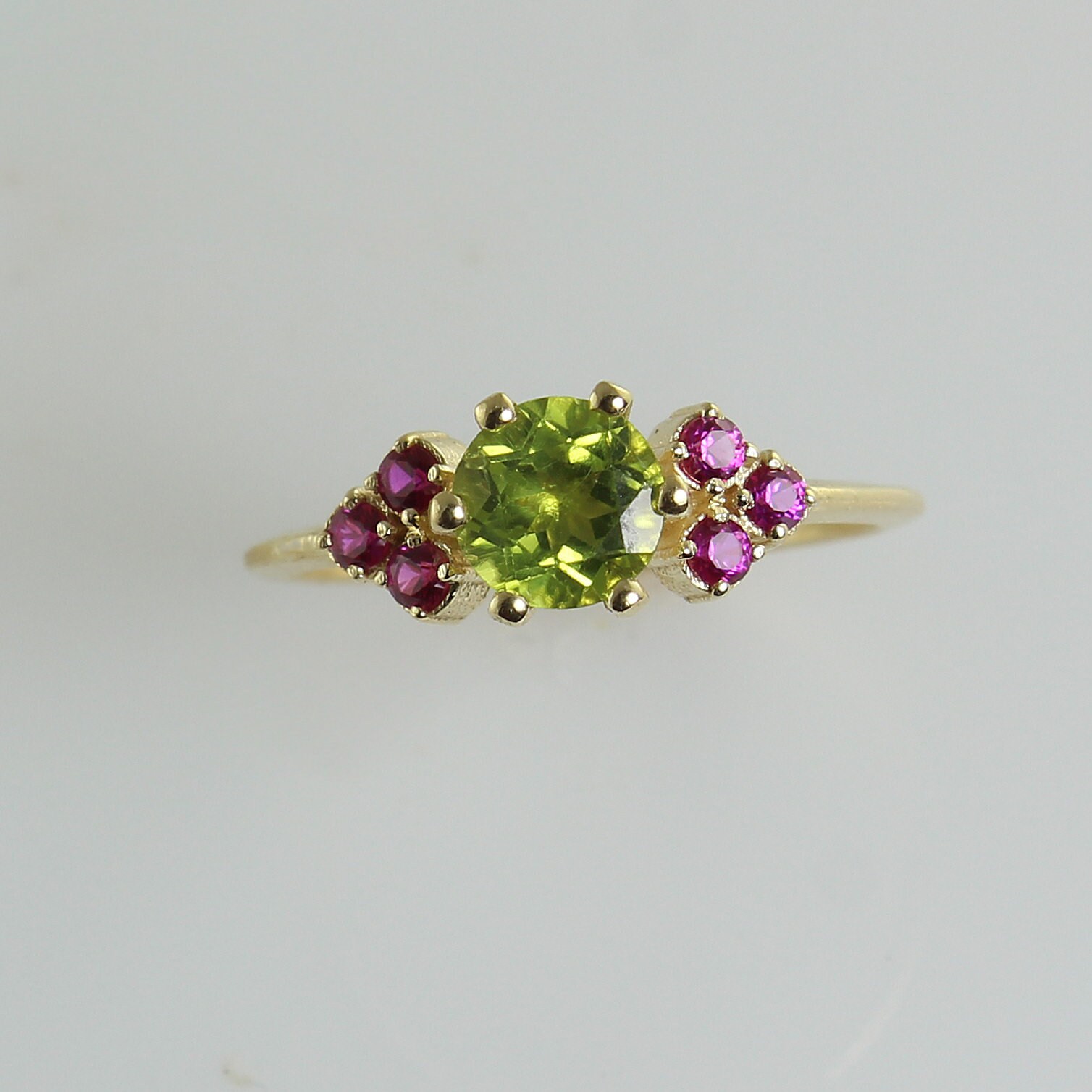 Peridot Gold Ring Multi Ruby Ring Peridot Engagement Ring - Etsy UK