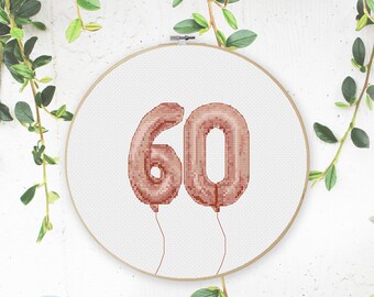 Happy 60th Birthday Cross Stitch Card Kit - Etsy UK