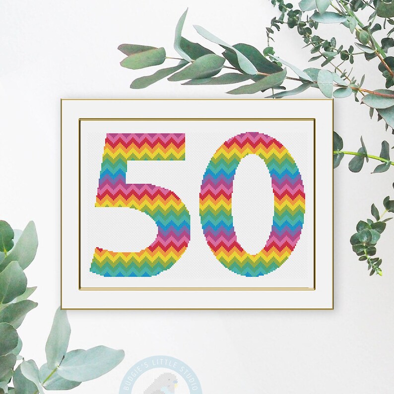 50th Happy Birthday Typography Cross Stitch Pattern - Etsy UK