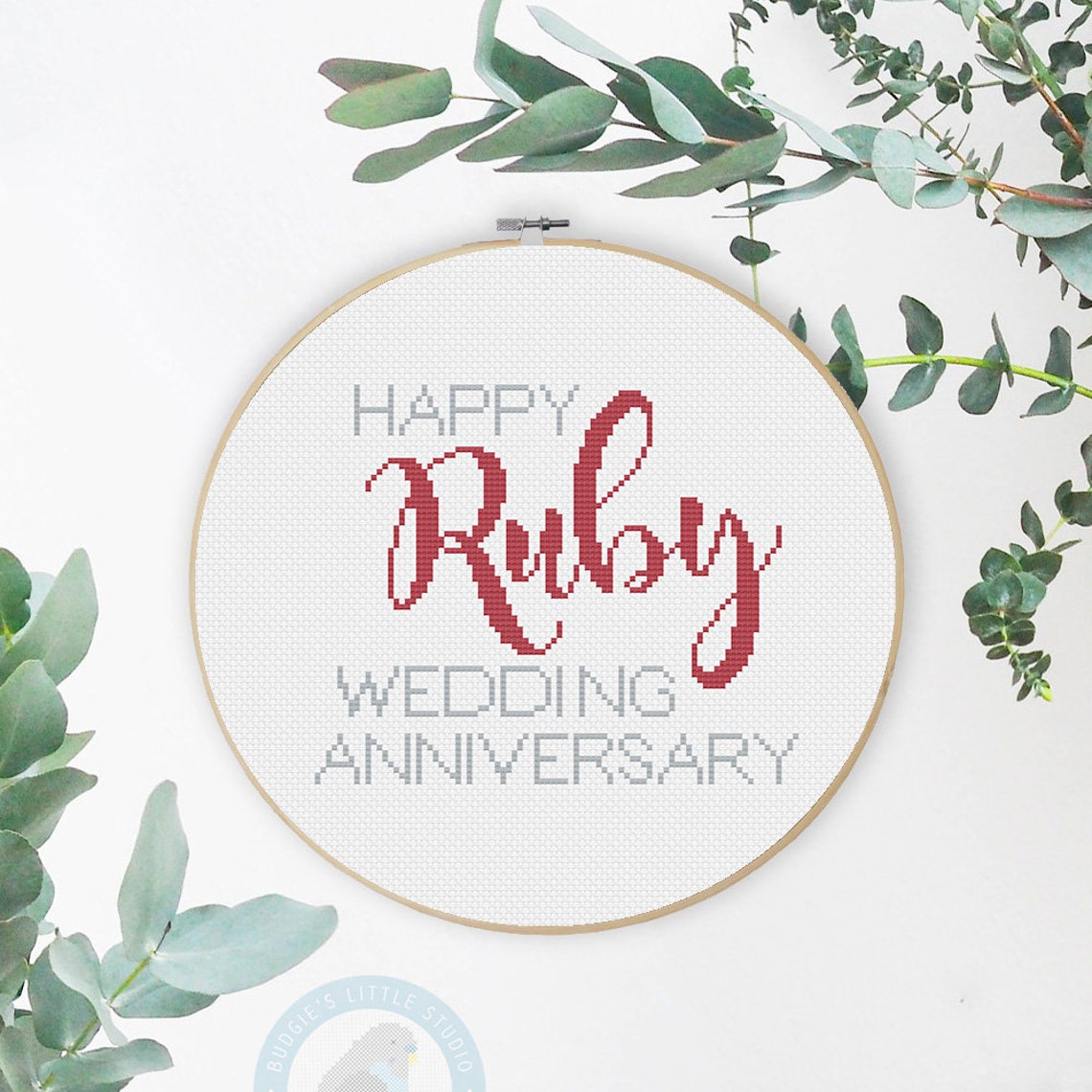 Ruby Wedding Anniversary Cross Stitch Pattern Congratulations - Etsy