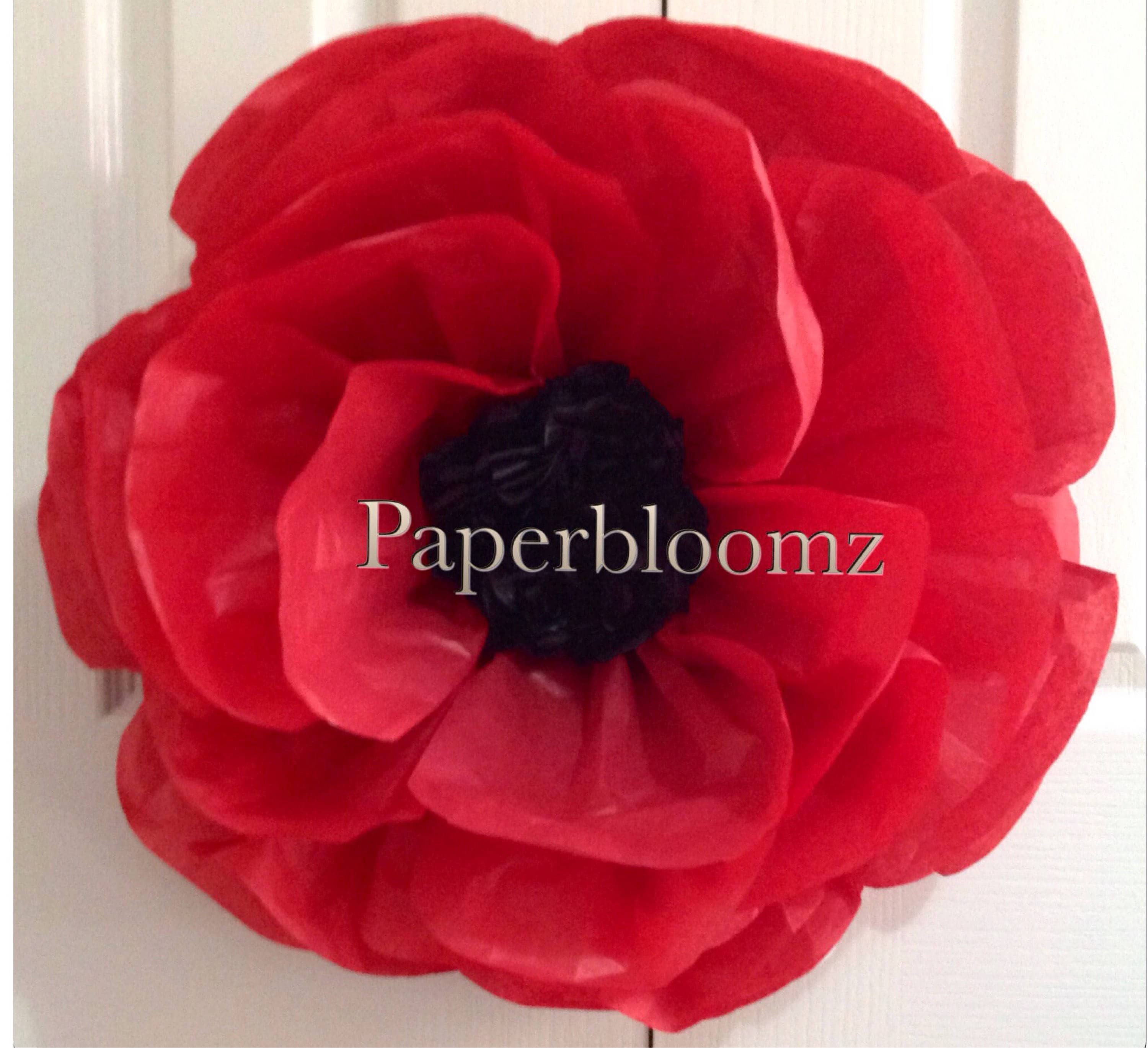 Large Tissue Paper Poppies X 5 Anzac Flowers Backdrops Special Events ...