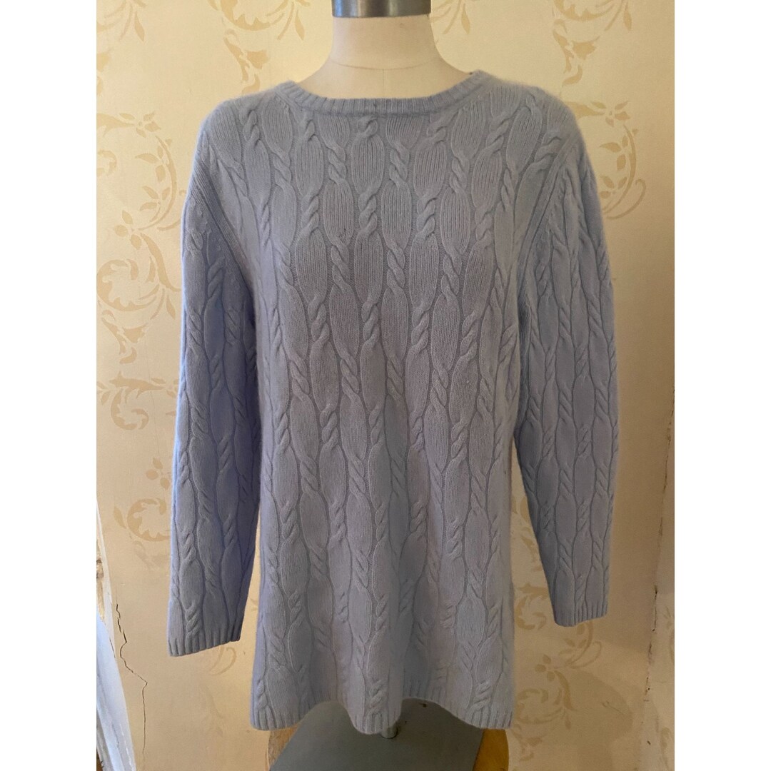 Ladies Size Large Precious Fibers 100% Cashmere Cable Blue - Etsy