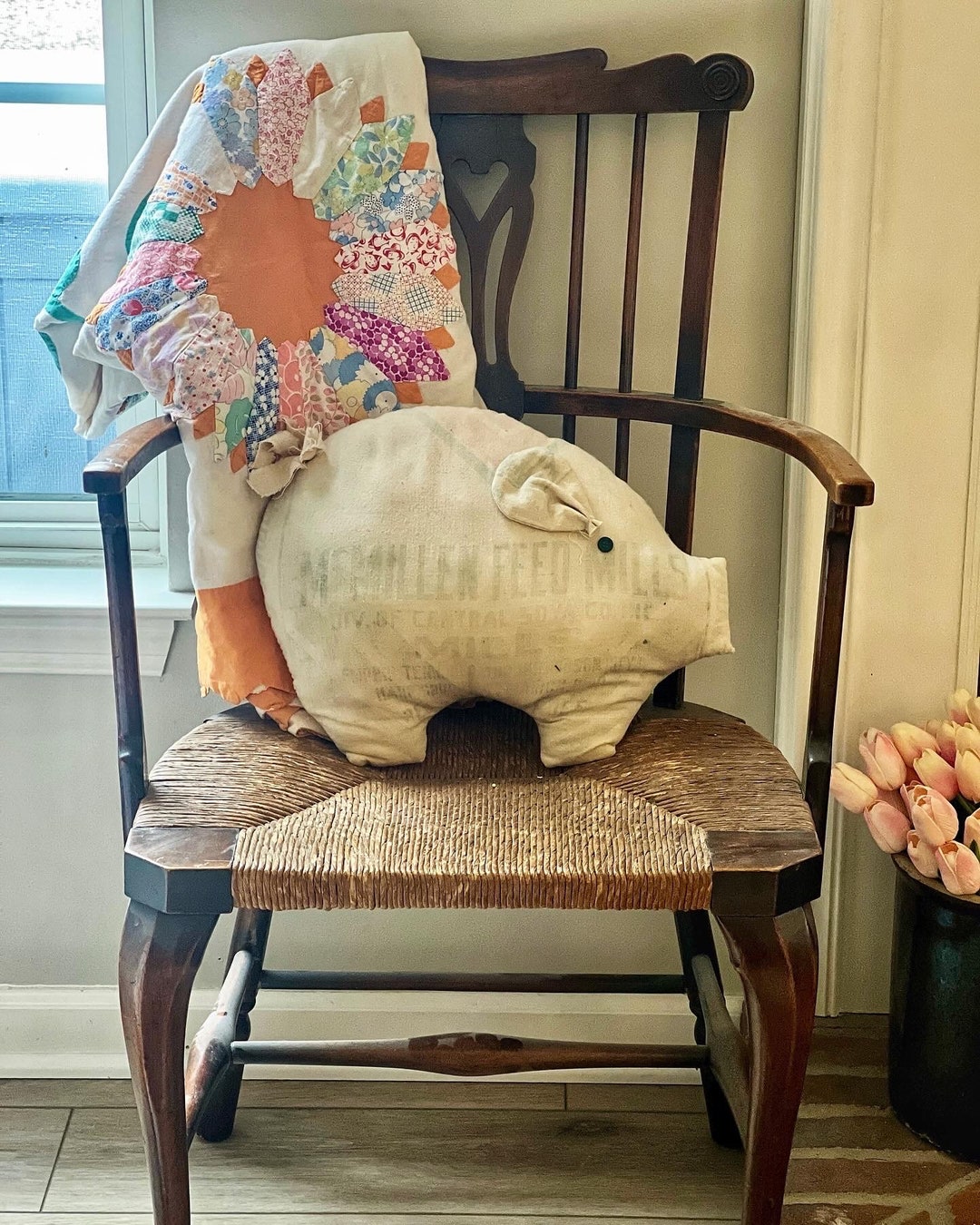 Antique Mcmillen Feed Mill Grain Sack Pig Pillow - Etsy
