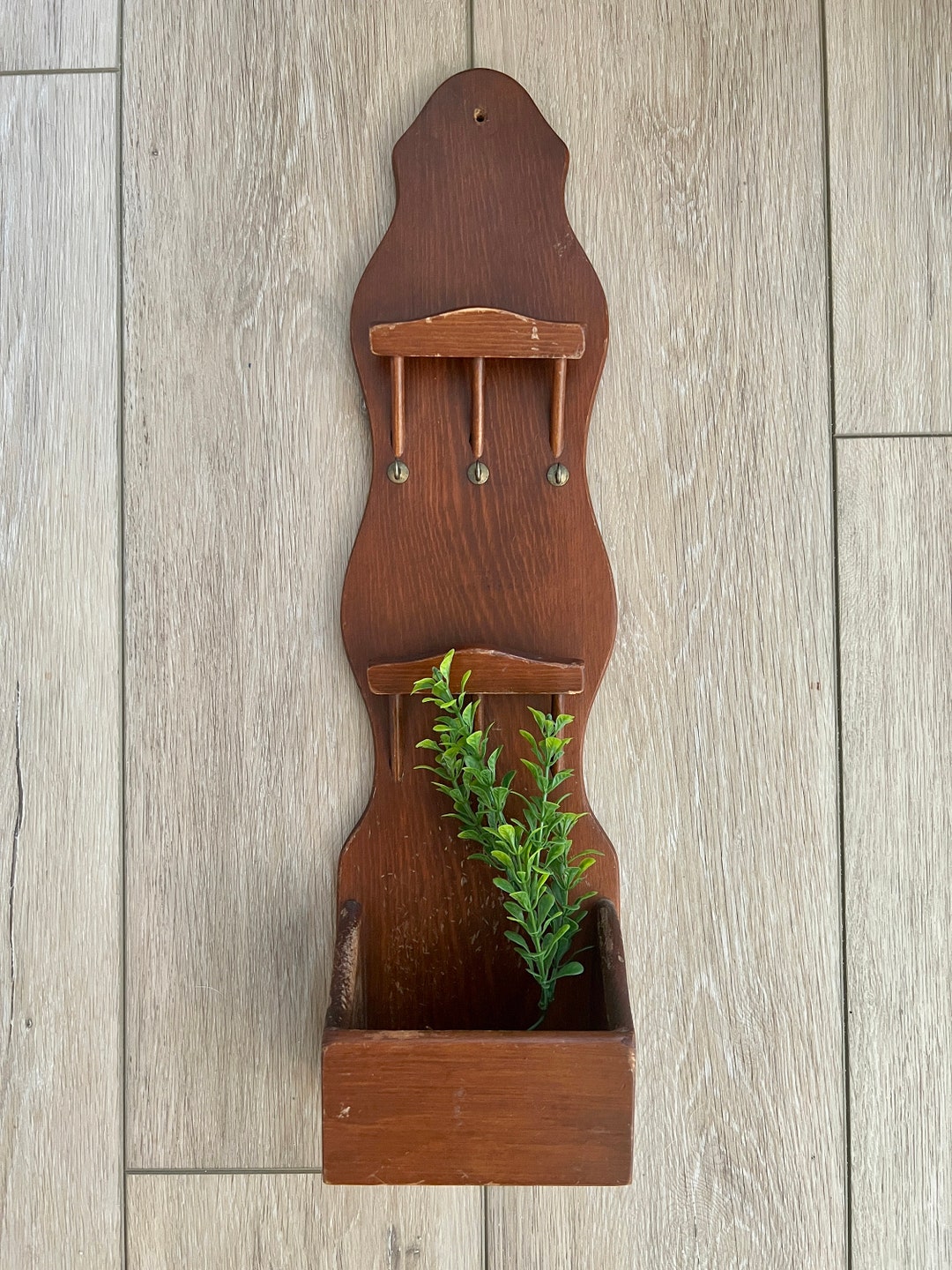 Vintage Wood Wall Mount Letter Holder Mail Key Sort Rack - Etsy