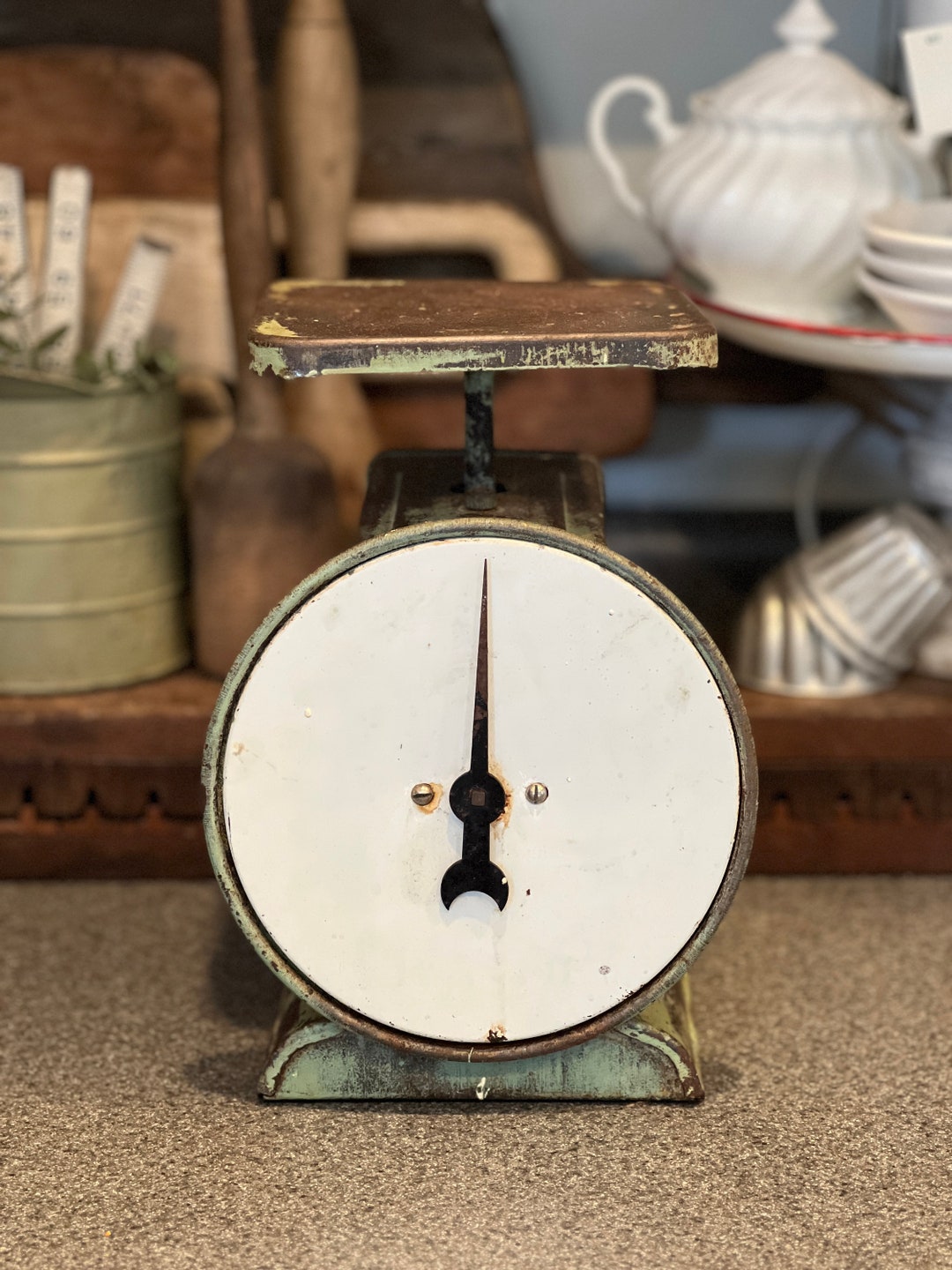 Vintage Rusty Green Farmhouse Scale - Etsy