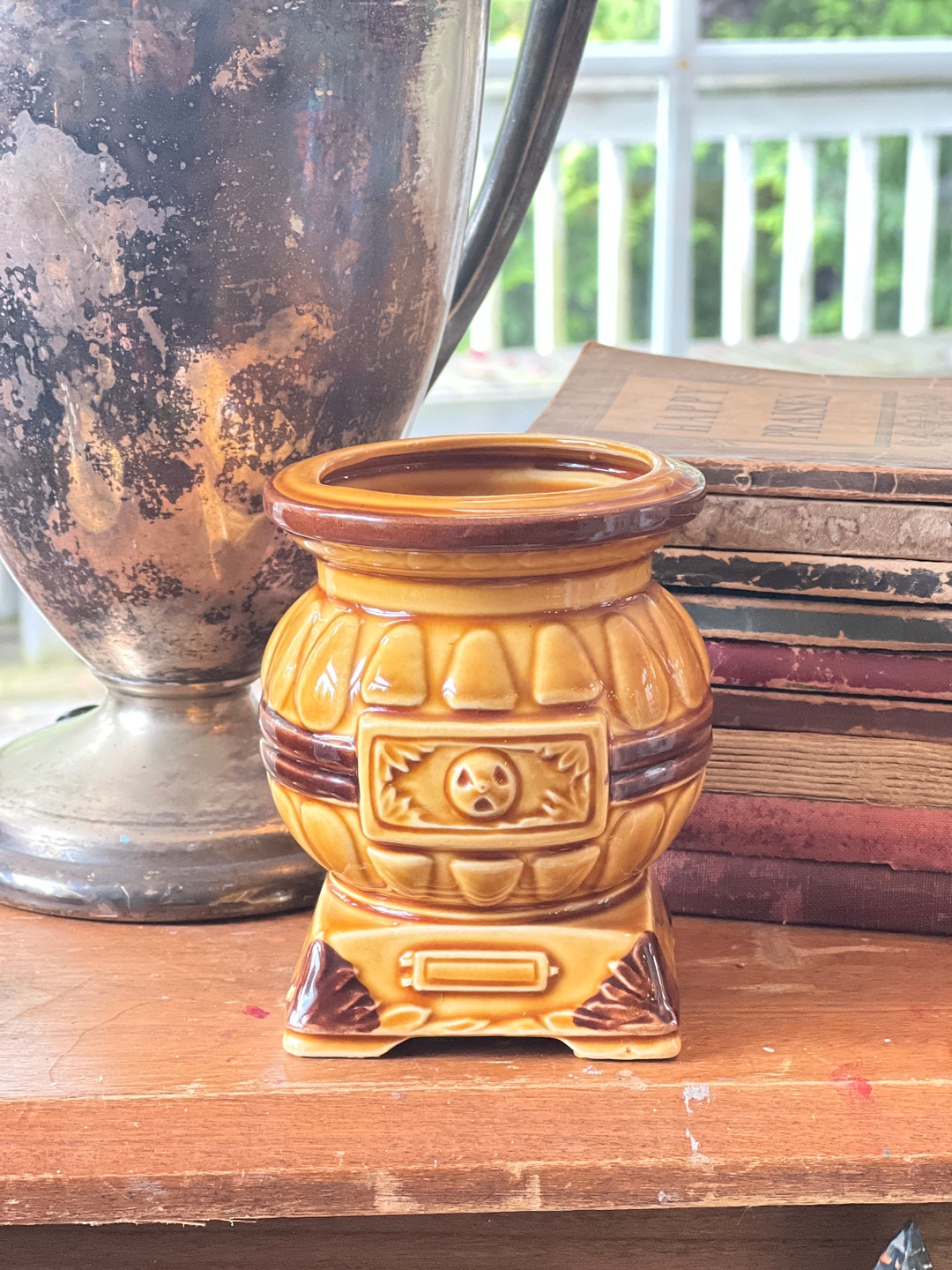 Vintage Ceramic Potbelly Stove Vase Inarco Japan - Etsy