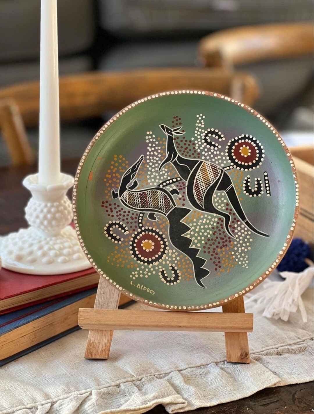 Vintage Australian Aboriginal Hand Painted Terracotta Decorative Dish ...