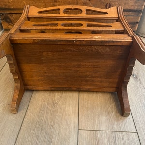 Vintage Magazine Rack Butler Original Book Newspaper Holder Mahogany ...