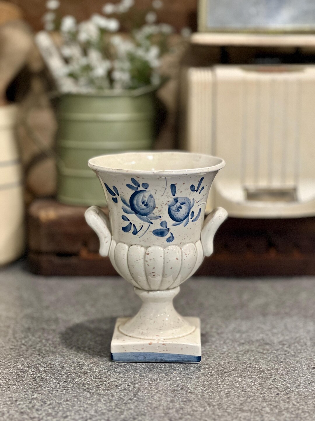 Vintage Inarco Japan Porcelain Blue Floral Vase - Etsy