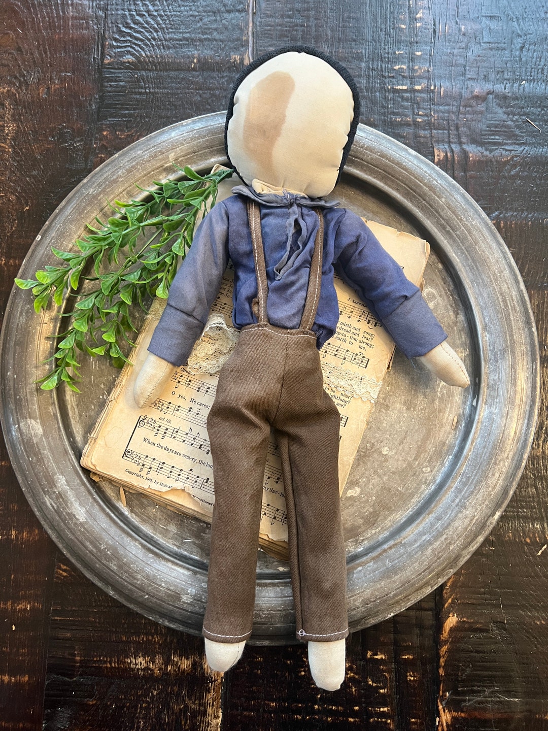 Vintage Amish Blue Boy Rag Doll - Etsy