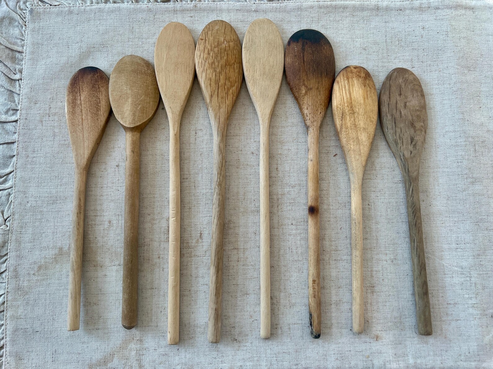 Primitive Vintage Wooden Farmhouse Spoons Bundle Instant Collection ...