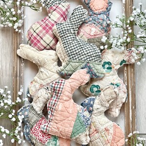 Handmade Antique Cutter Quilt Bunny Rabbit Pillows Bowl Filler Tuck Ins ...