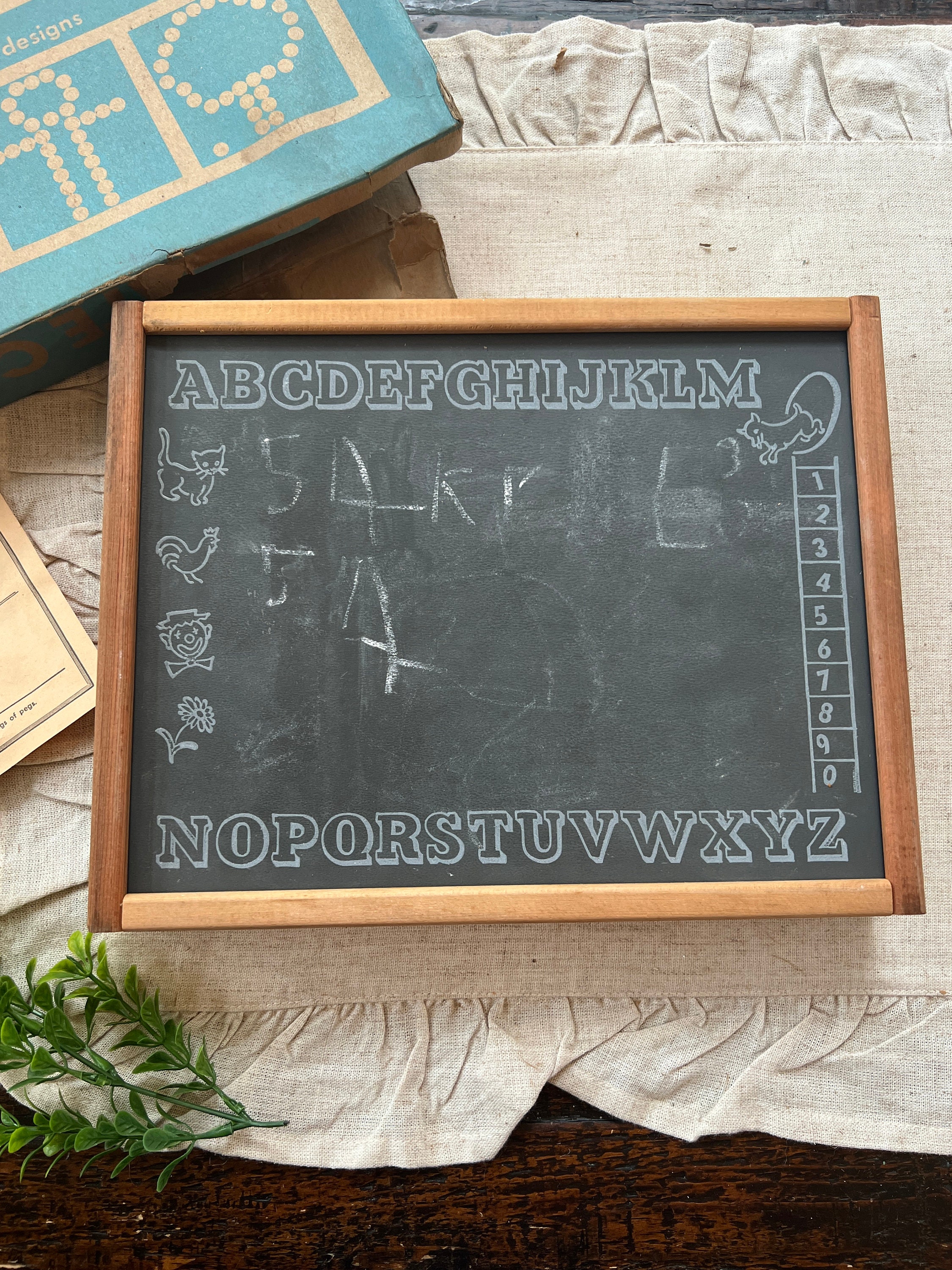 Vintage Pressman Chalkboard & Pegboard Toy Chest - Etsy