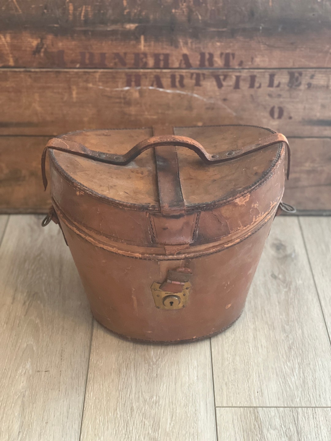 Rare Antique Leather Top Hat Box Victorian Brown Travel Red Interior - Etsy