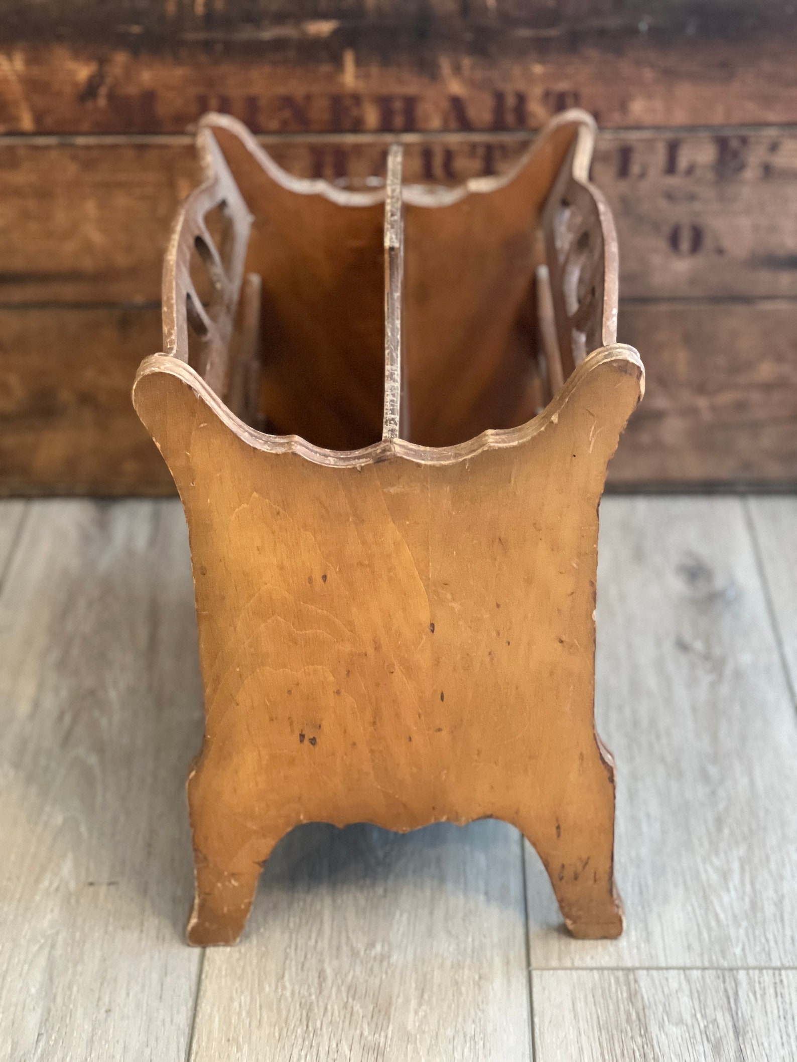 Vintage Magazine Rack Butler Original Book Newspaper Holder Mahogany ...