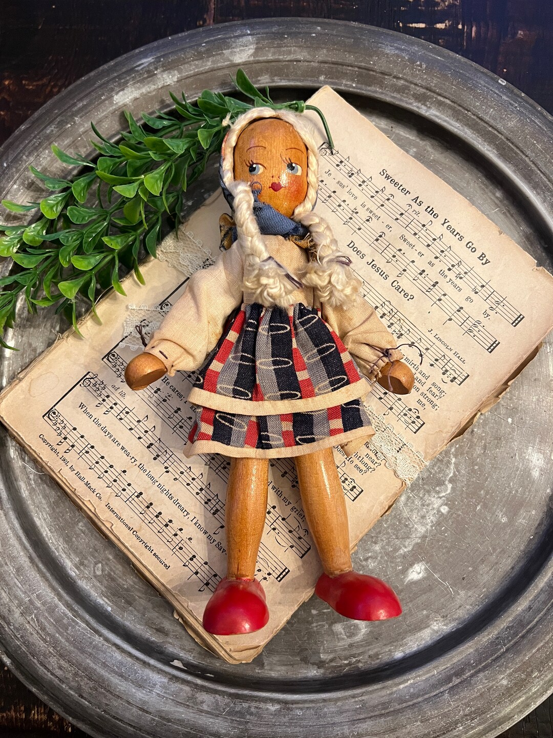 Vintage Polish Wooden Peg Doll - Etsy