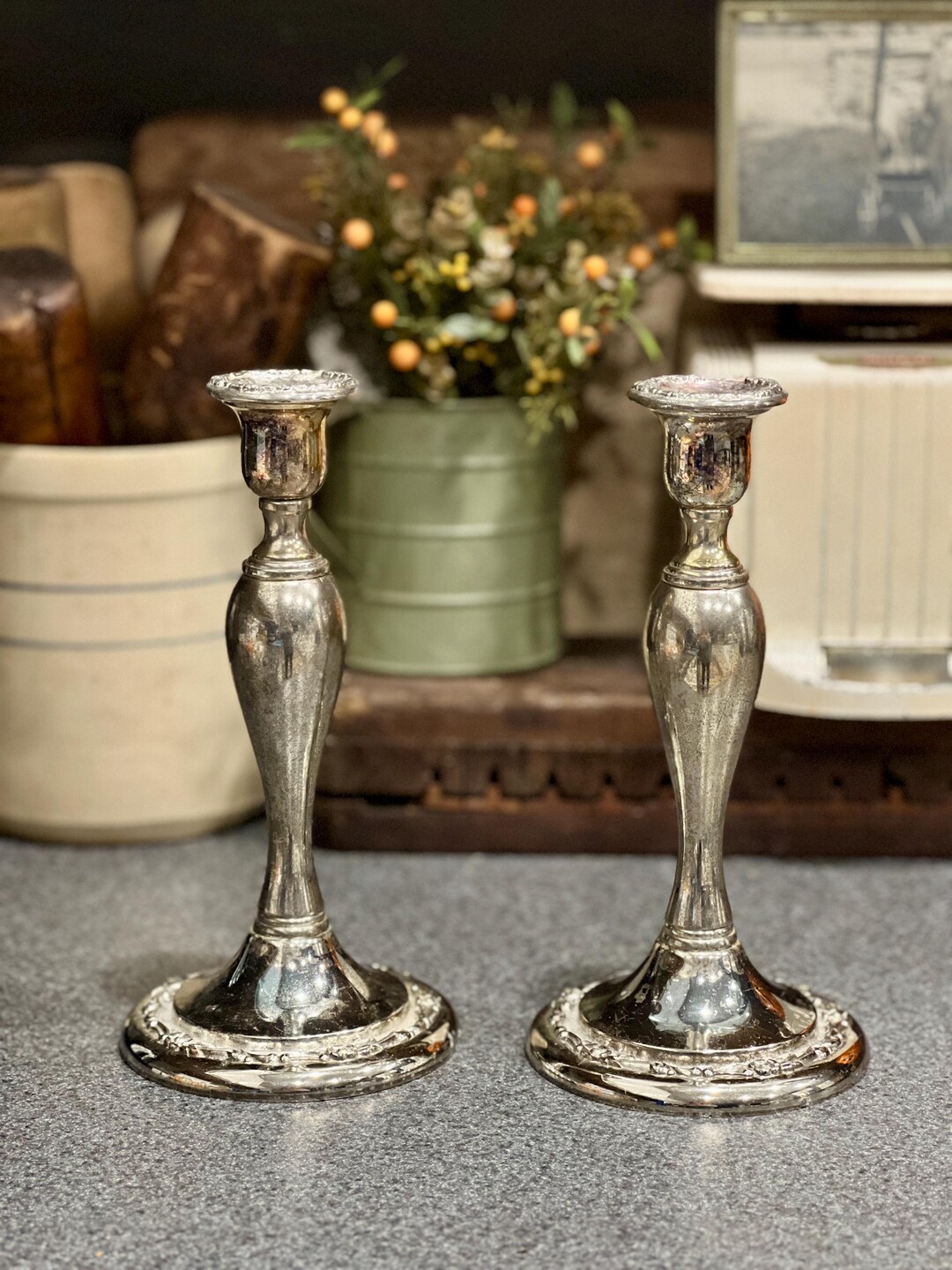 Vintage Oneida Silverplate Royal Provincial Candlestick Holders Set of ...