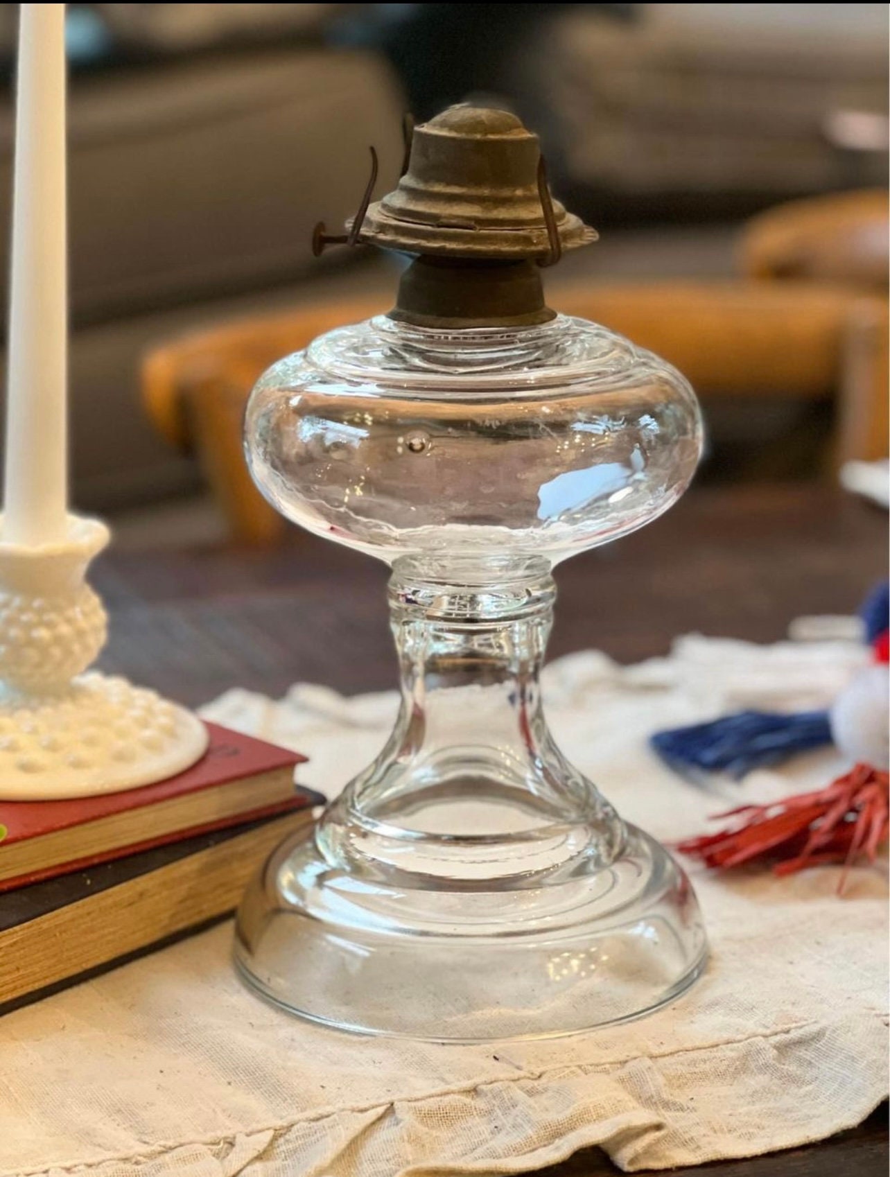 Antique Glass Oil Lamp Base - Etsy