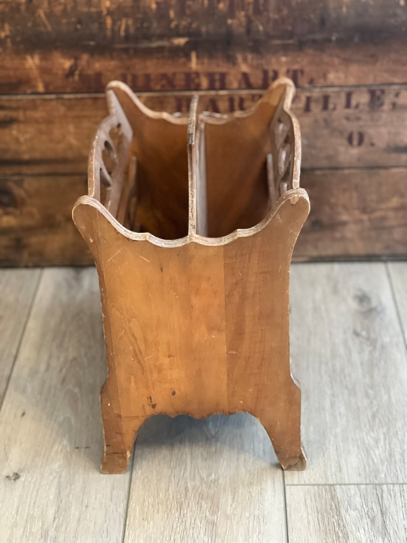 Vintage Magazine Rack Butler Original Book Newspaper Holder Mahogany ...