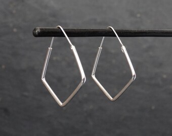 Silver Hoops Silver Hoop Earrings Geometric Hoop Earrings | Etsy