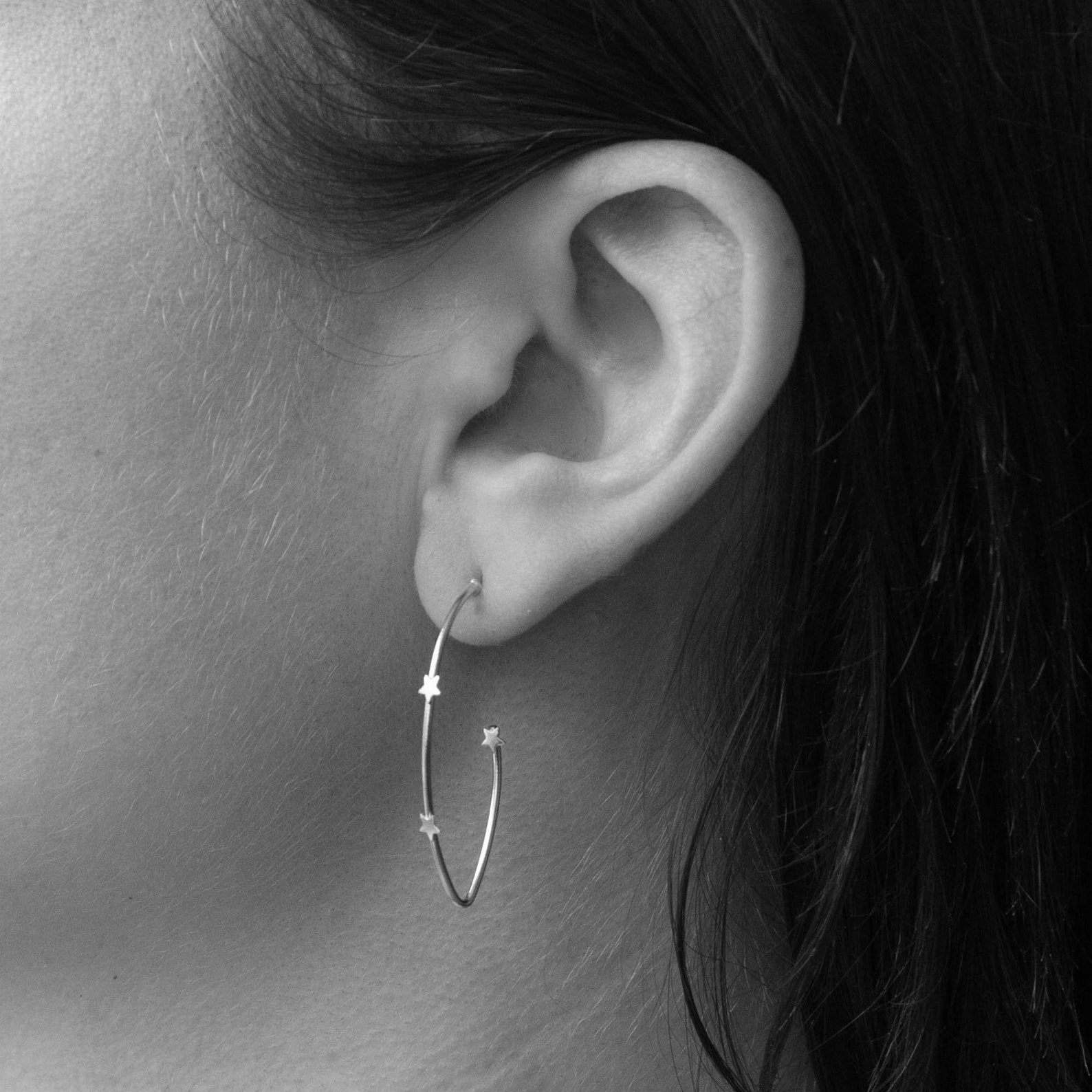 Silver Hoops Silver Hoop Earrings Star Hoops Boho Silver | Etsy