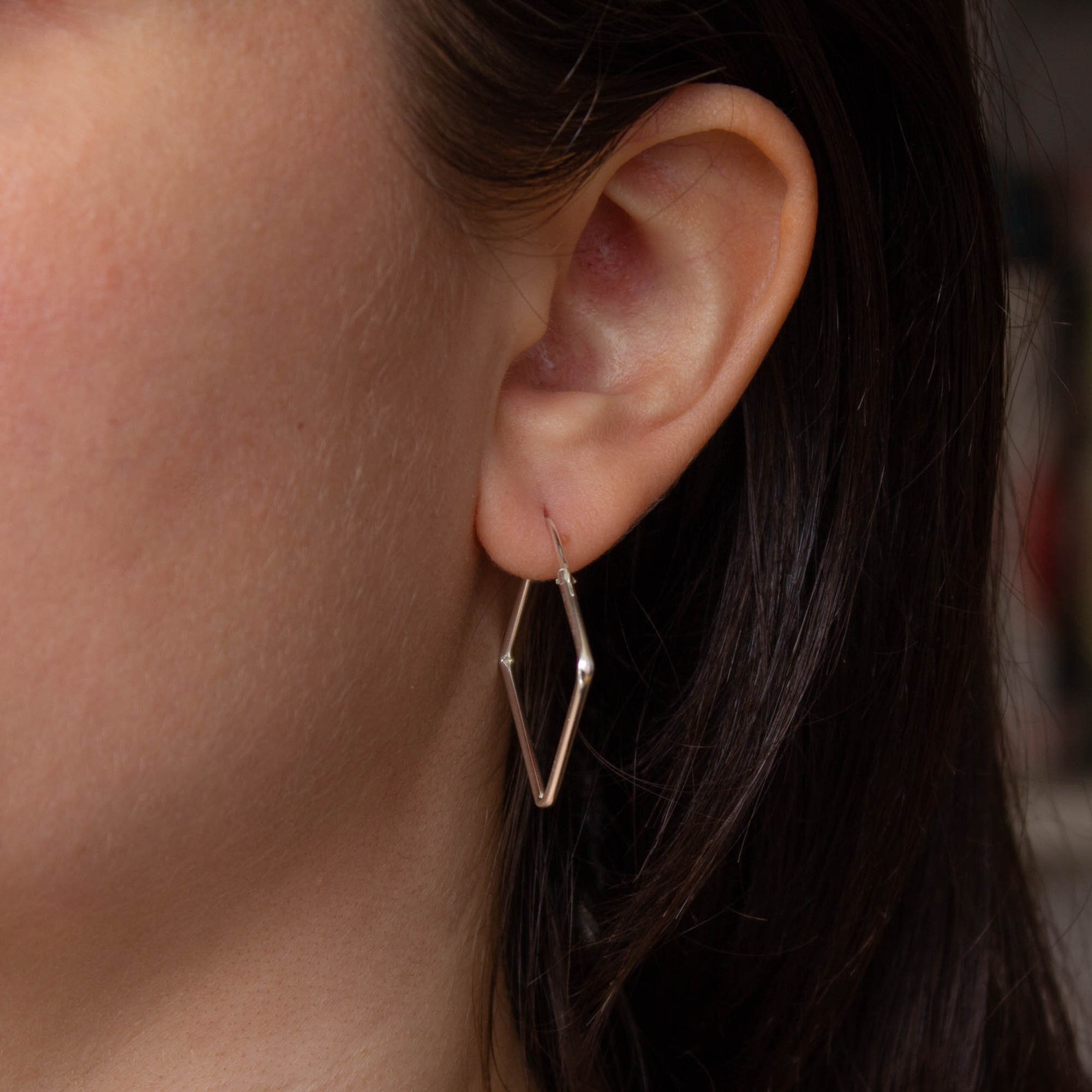 Silver Hoops Silver Hoop Earrings Geometric Hoop Earrings | Etsy