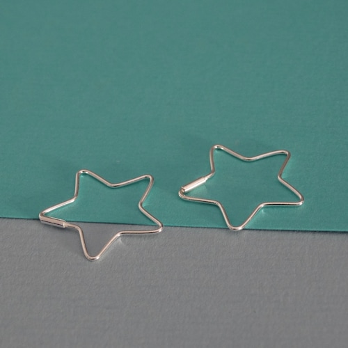 Silver Hoops Silver Hoop Earrings Star Hoops Boho Silver - Etsy