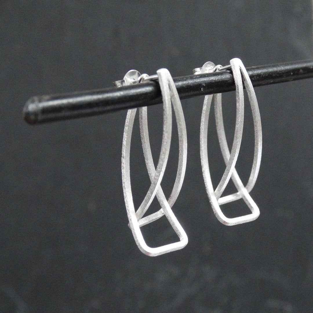 Silver Ear Jackets Minimal Ear Jacket Earrings Brushed - Etsy