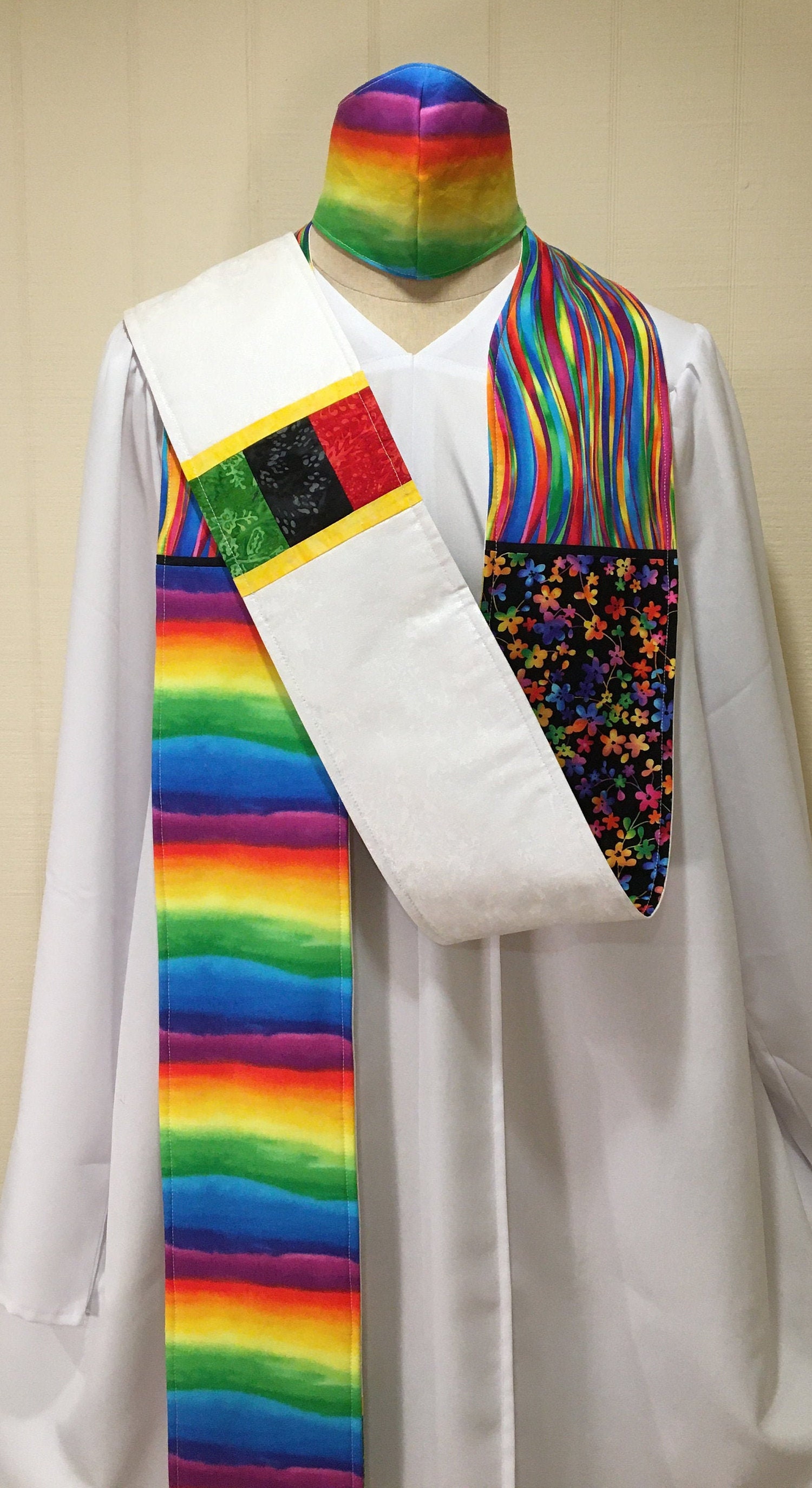 Rainbow, BLM, Reversible Clergy Stole, Matching Reversible Mask ...