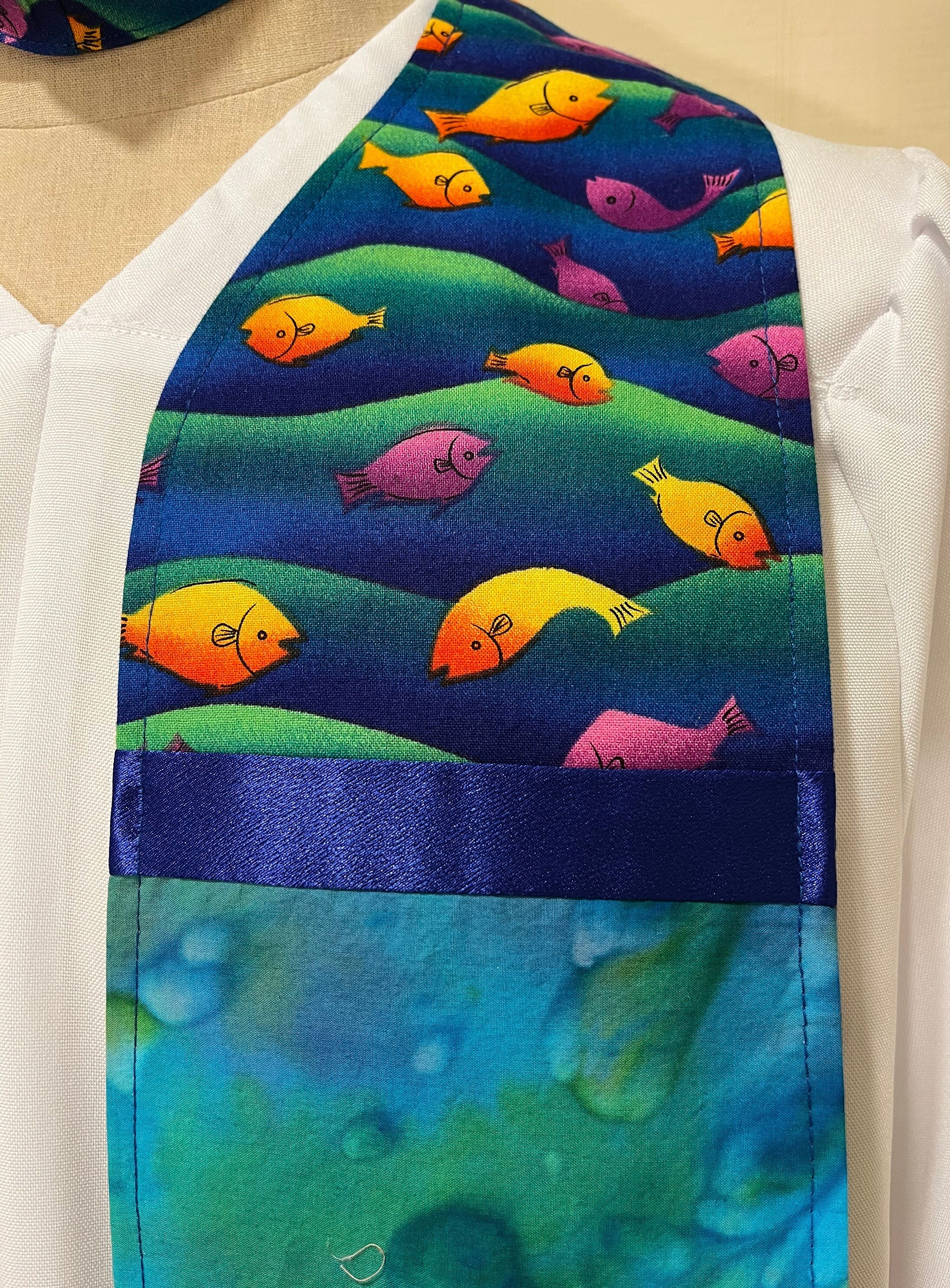 Fish/water Clergy Stole, Reversible, Two Works of Art in One Stole ...