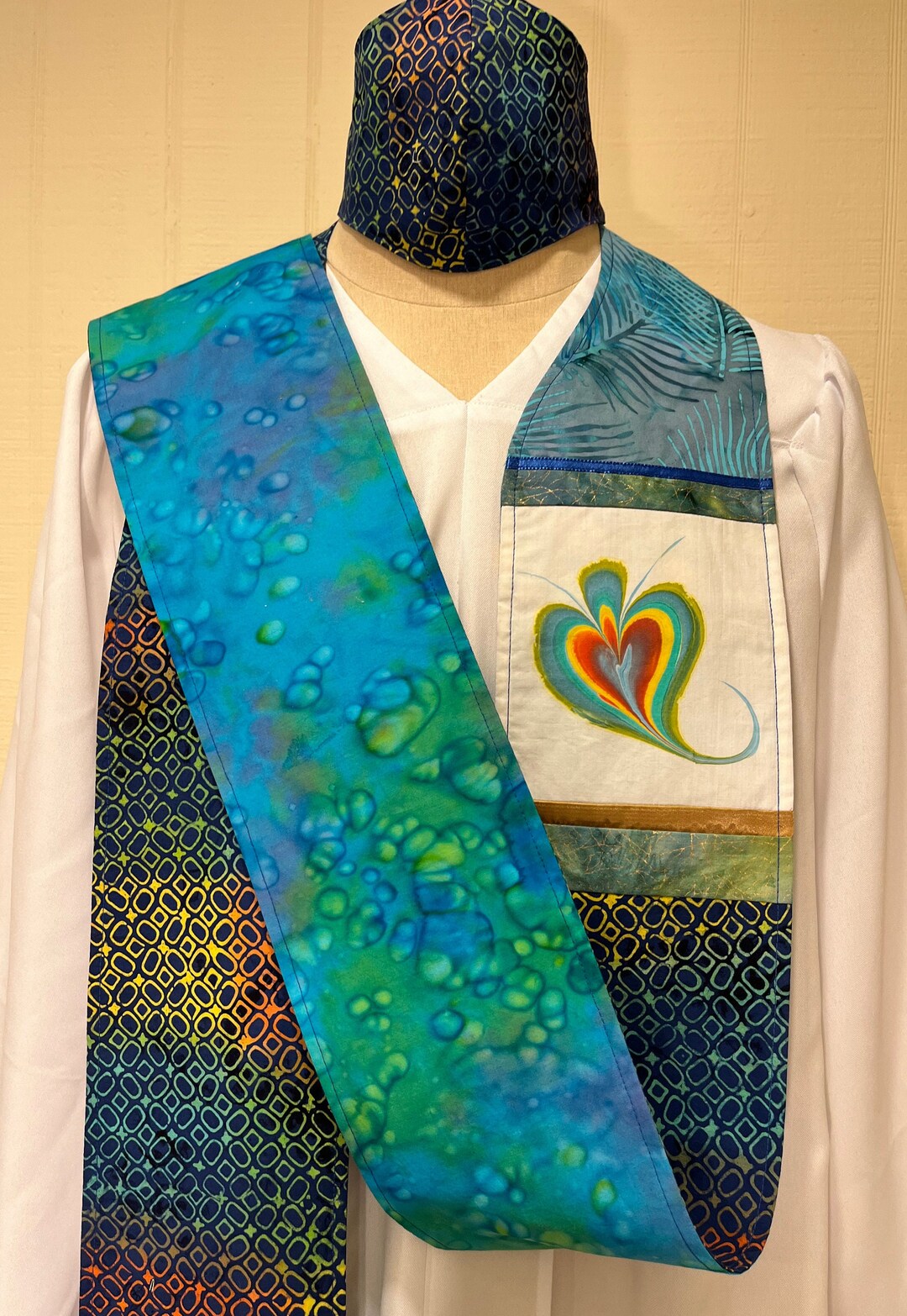 Fish/water Clergy Stole, REVERSIBLE, Two Works of Art in One Stole ...