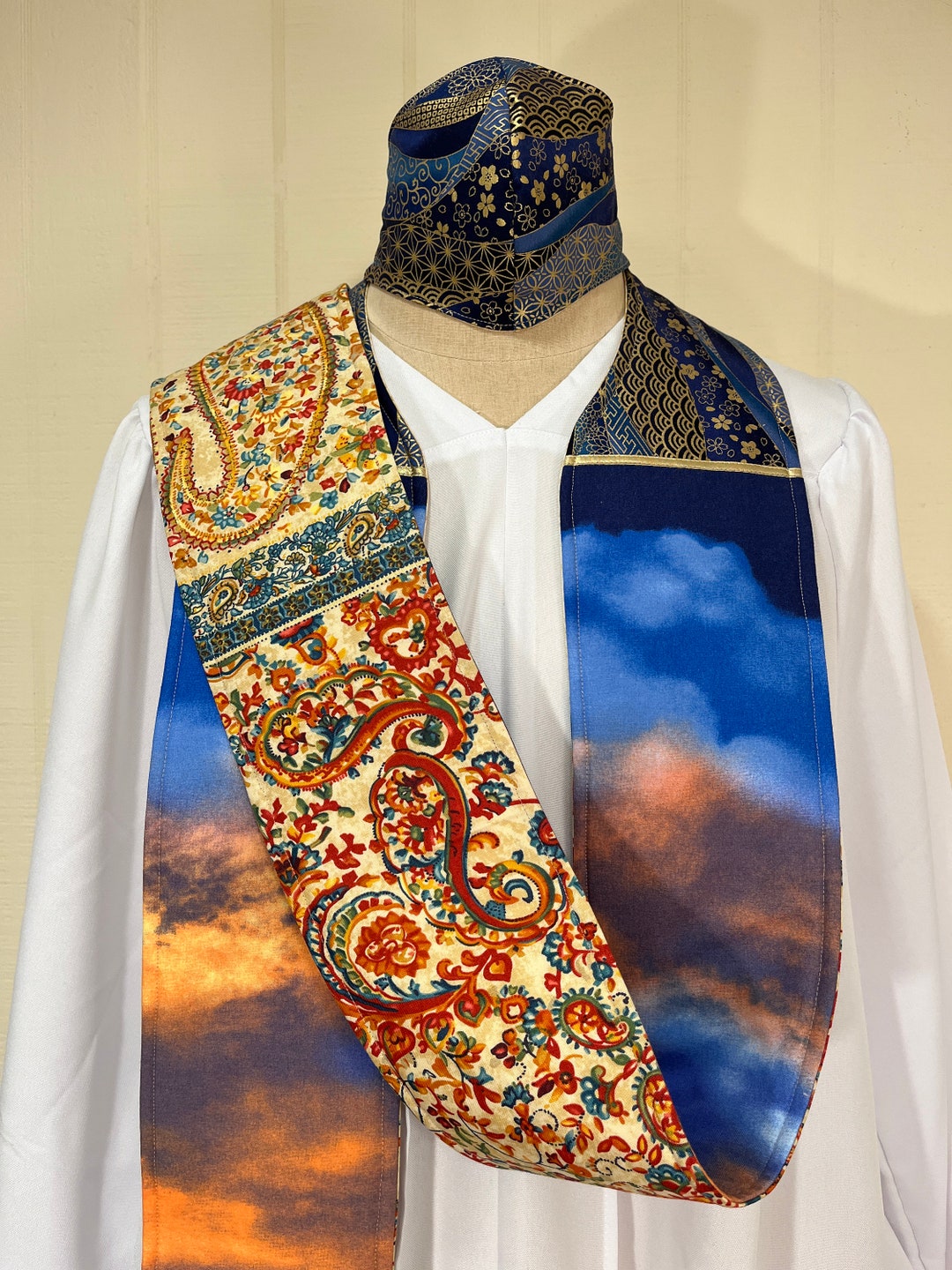 Paisley/sunset REVERSIBLE Clergy Stole, Two Works of Art in One Stole ...