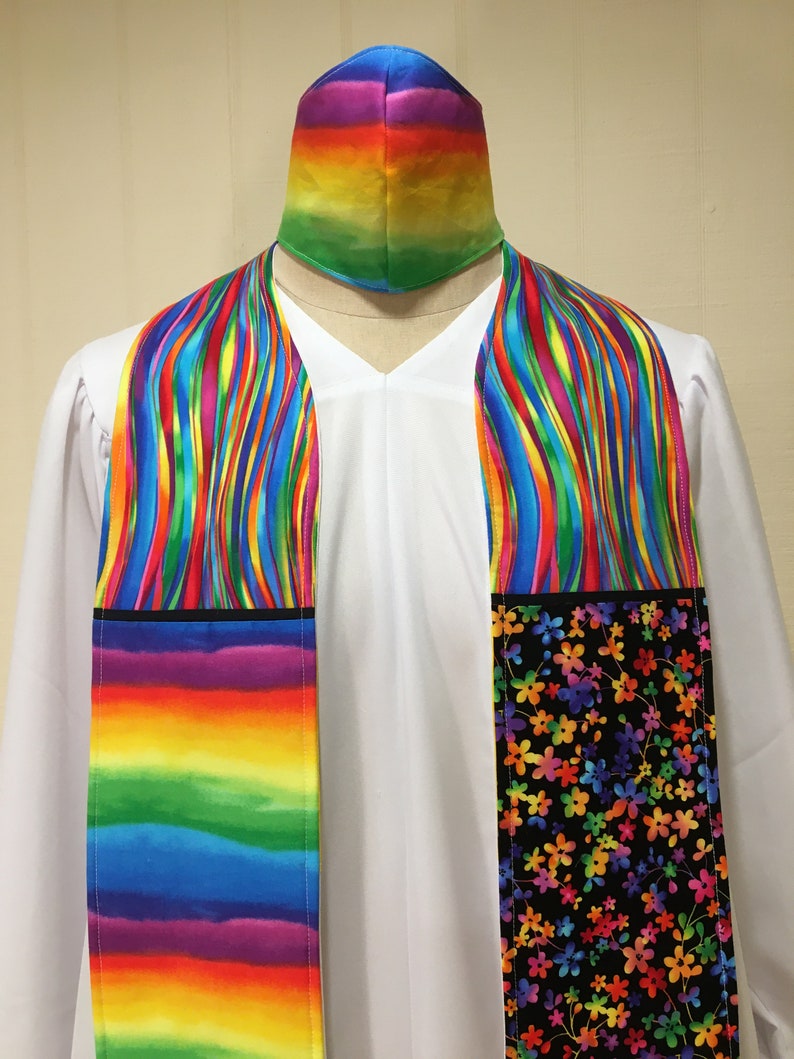 Rainbow, BLM, Reversible Clergy Stole, Matching Reversible Mask ...