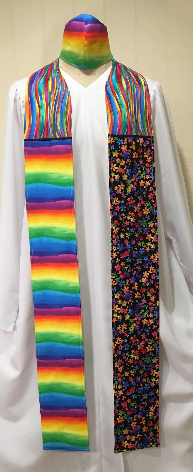 Rainbow, BLM, Reversible Clergy Stole, Matching Reversible Mask ...